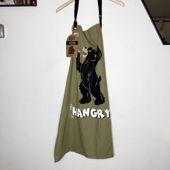 Lazy One | Kitchen | New Lazy One Hangry Bear Green Bib Apron Woven ...